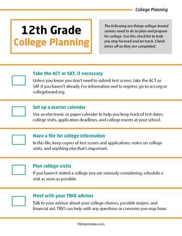 College Planning – TRIO Printables