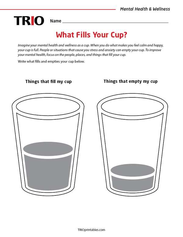 What Fills Your Cup? Activity Sheet – TRIO Printables