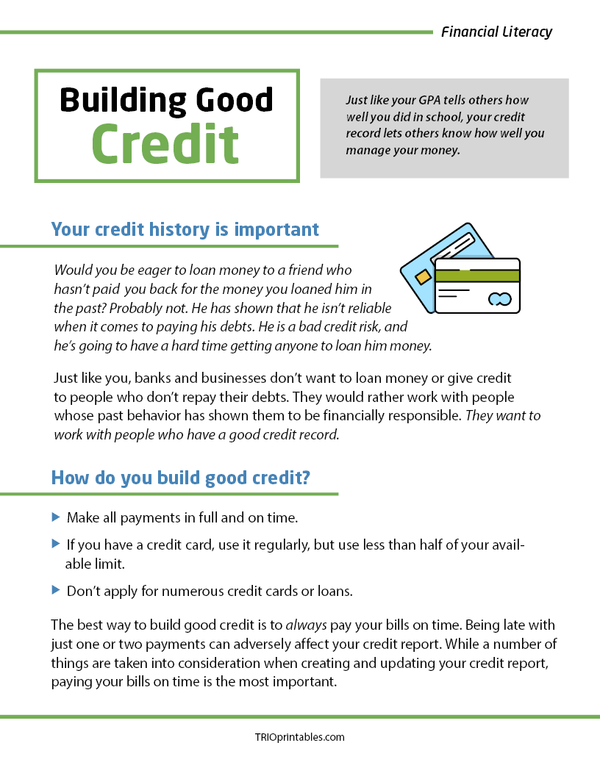 Building Good Credit Informational Sheet – TRIO Printables