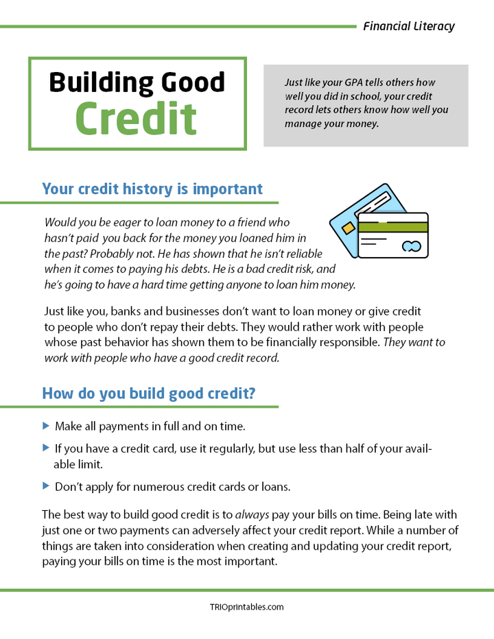 Financial Literacy – TRIO Printables