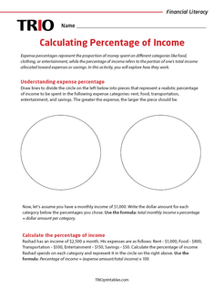 Calculating Percentage of Income Activity Sheet – TRIO Printables