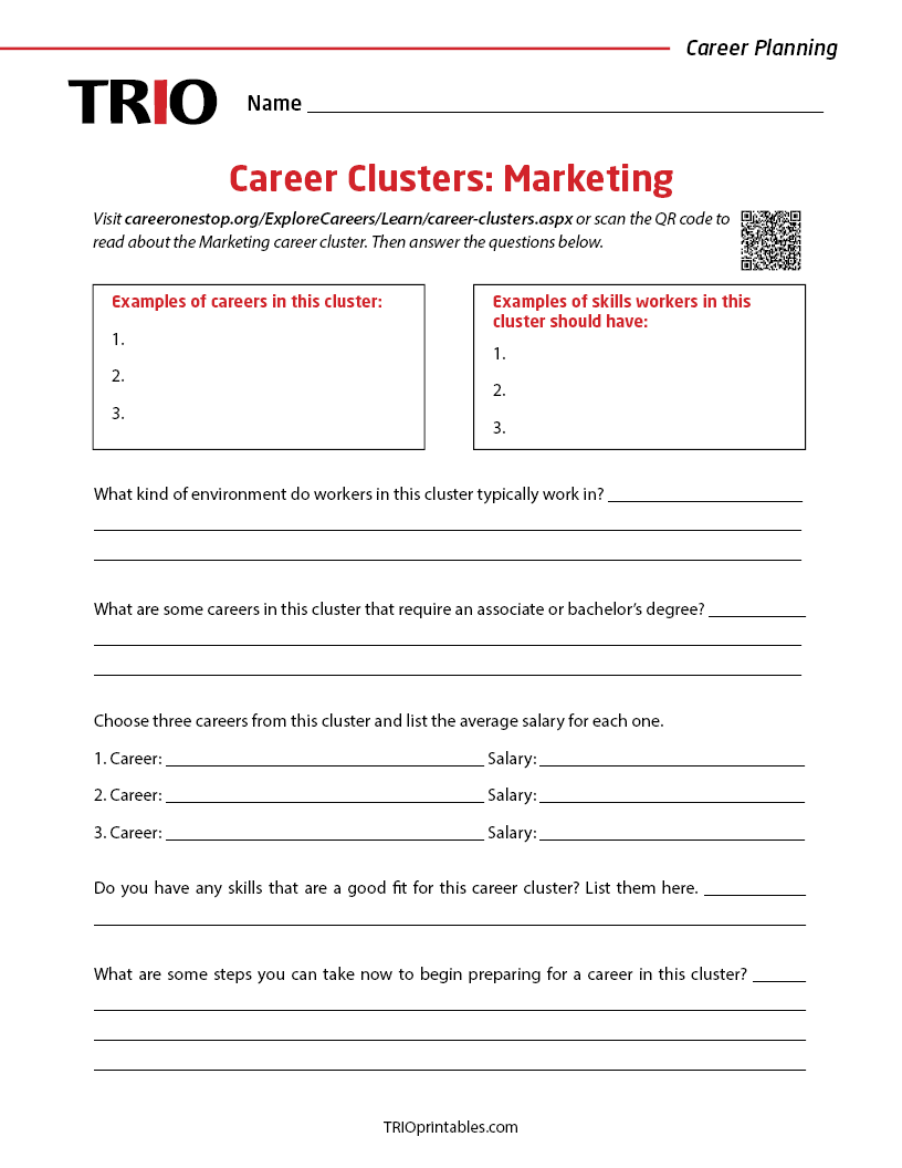 Career Planning – TRIO Printables