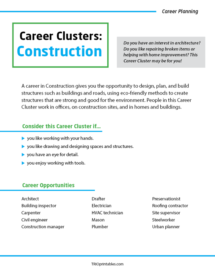 Learning About Careers – TRIO Printables