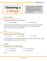 College Planning – TRIO Printables