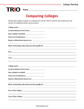 Choosing a College – TRIO Printables