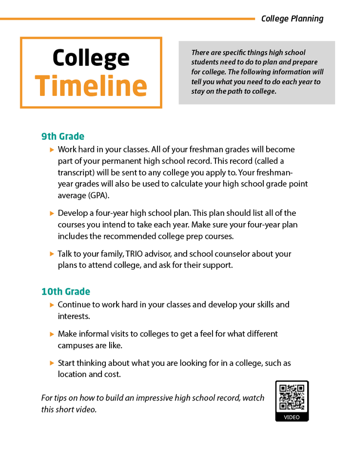 College Planning – TRIO Printables