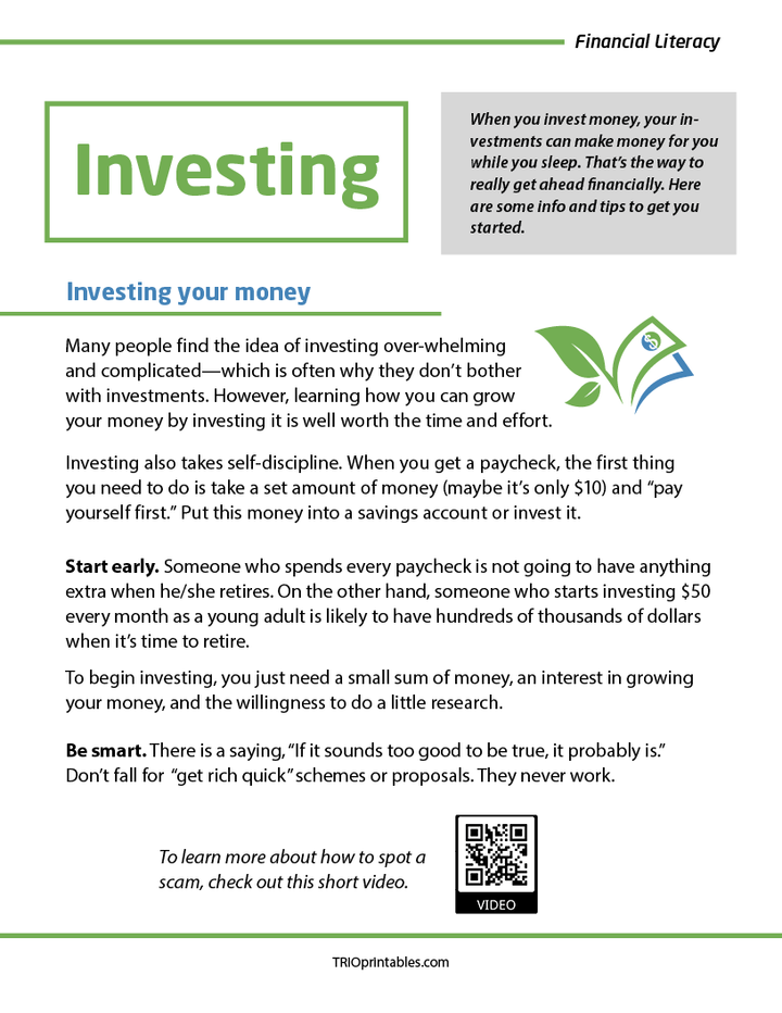 Financial Literacy – TRIO Printables