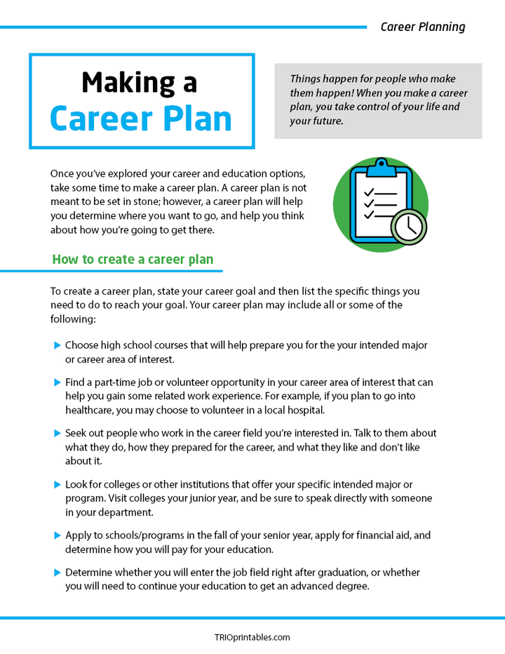 Preparing for a Career – TRIO Printables
