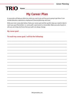 My Career Plan Activity Sheet – TRIO Printables