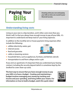 Paying Your Bills Informational Sheet – TRIO Printables