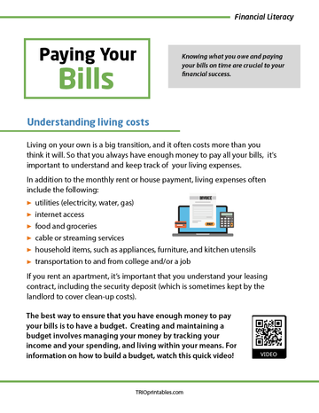 Financial Literacy – TRIO Printables