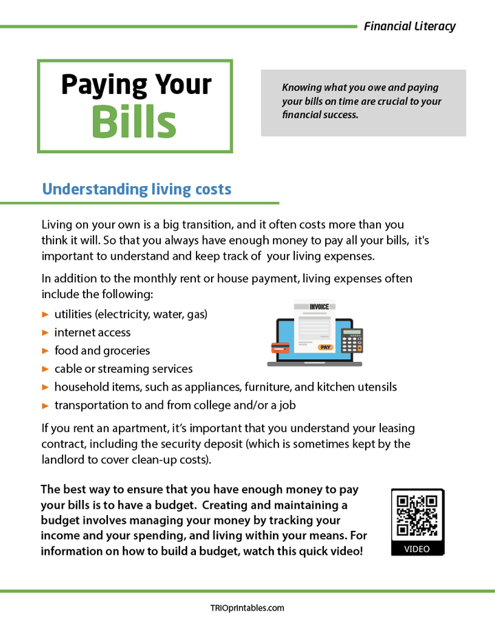 Financial Literacy – TRIO Printables