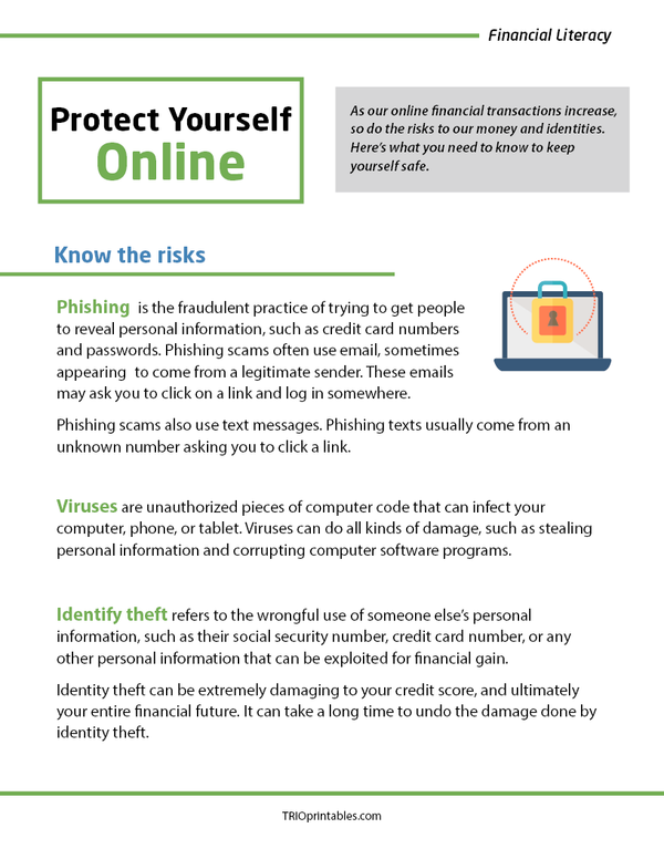 Protect Yourself Online Informational Sheet – TRIO Printables