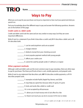 Financial Literacy – TRIO Printables